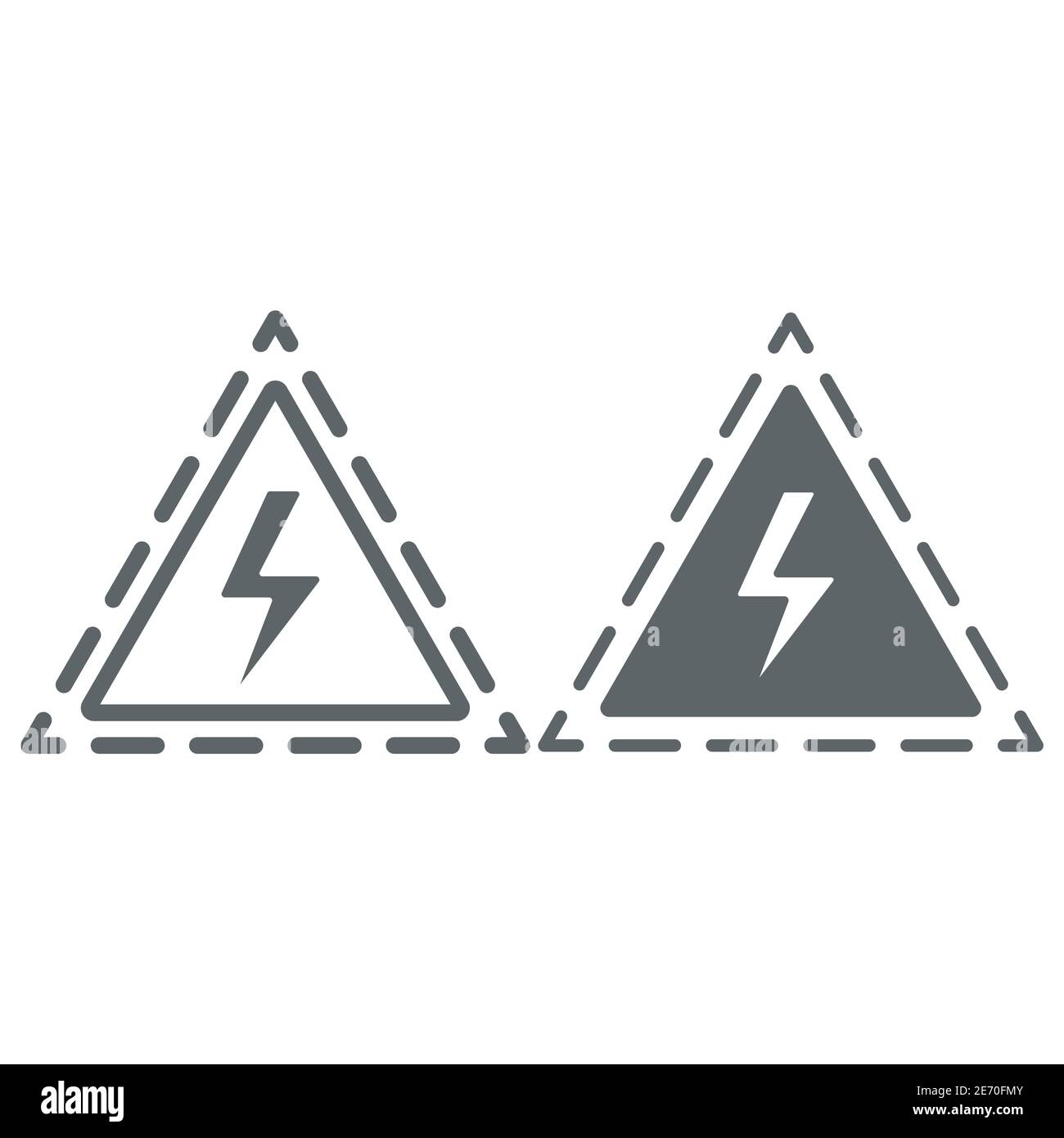 Triangle with lightning line and solid icon, science concept, Danger ...