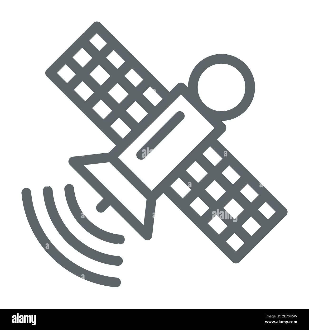 Space station line icon, space concept, communication satellite sign on ...