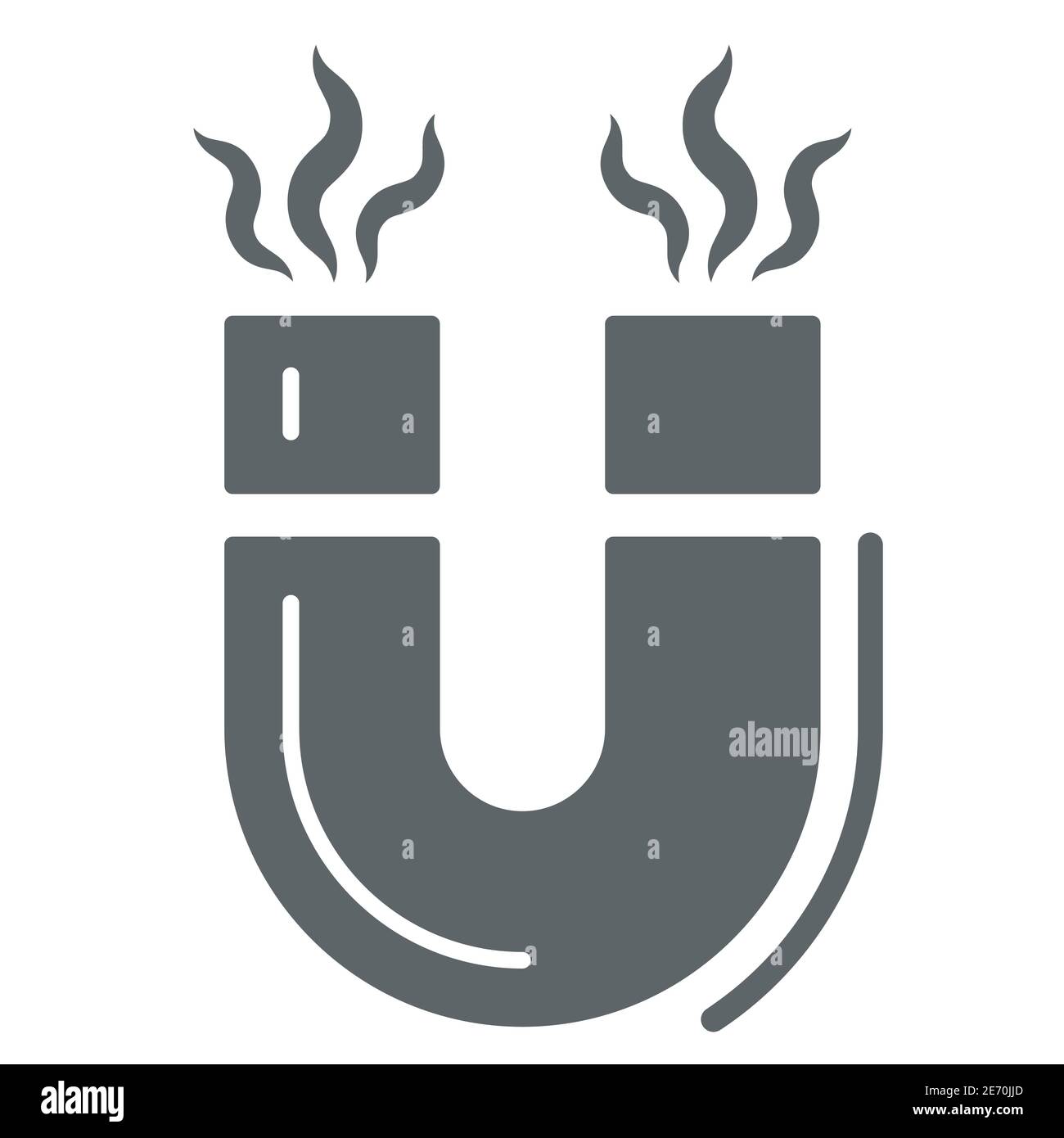 Magnet and magnetic waves solid icon, science concept, magnetism sign ...