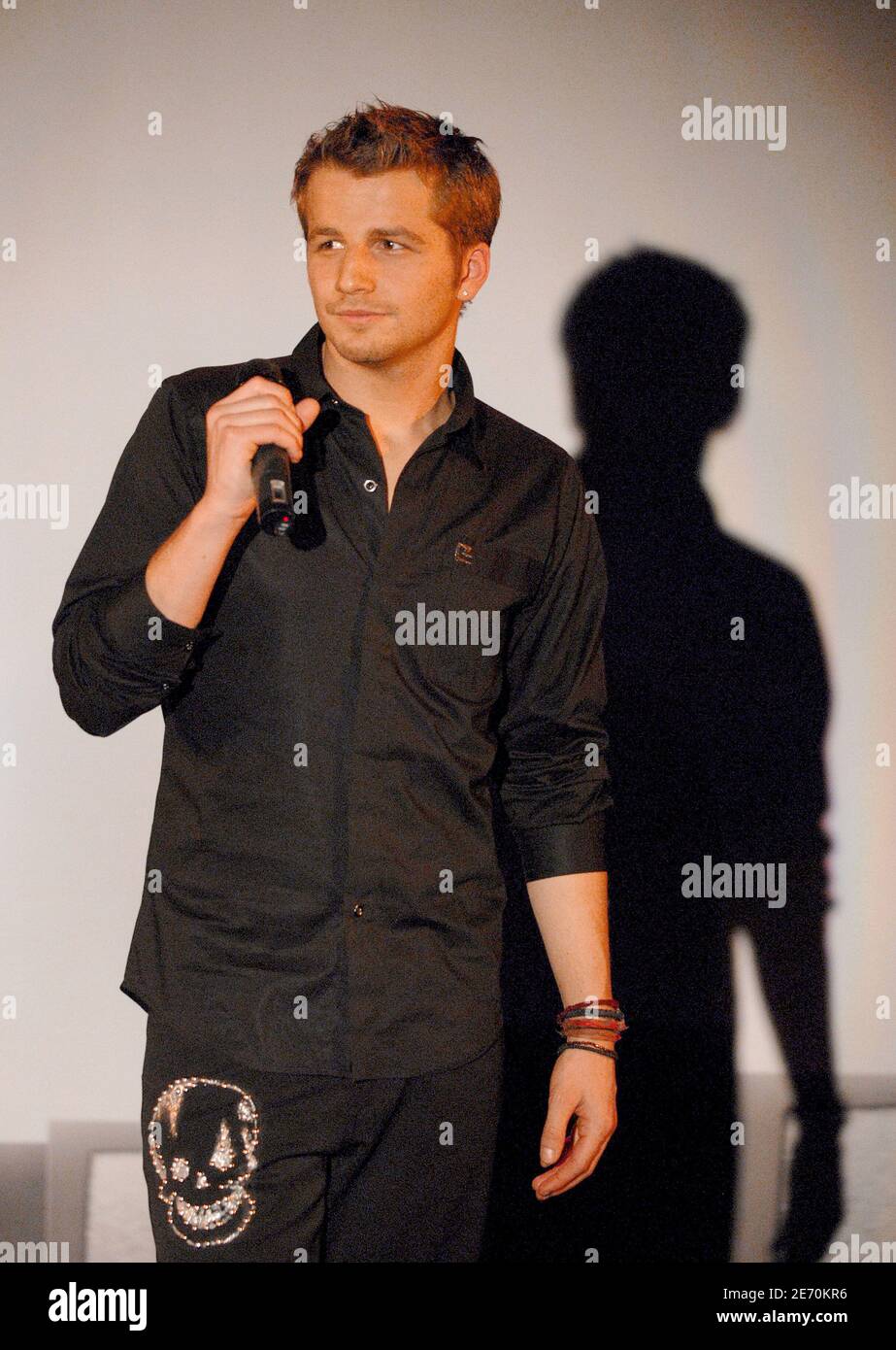 Singer Jeremy Amelin performs live on stage during the press rehearsals ...