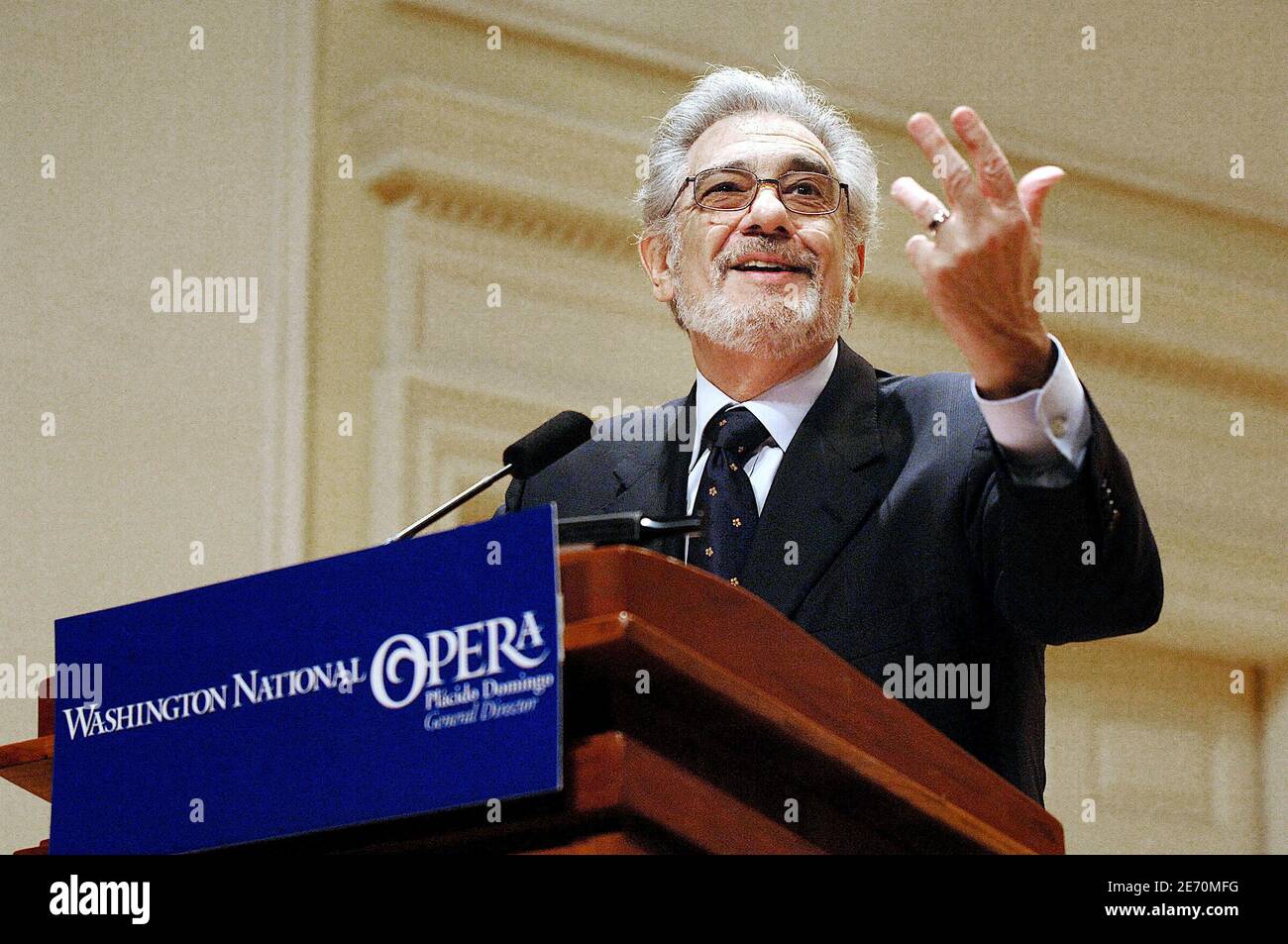 Placido Domingo, general director of Washington National Opera, holds a ...