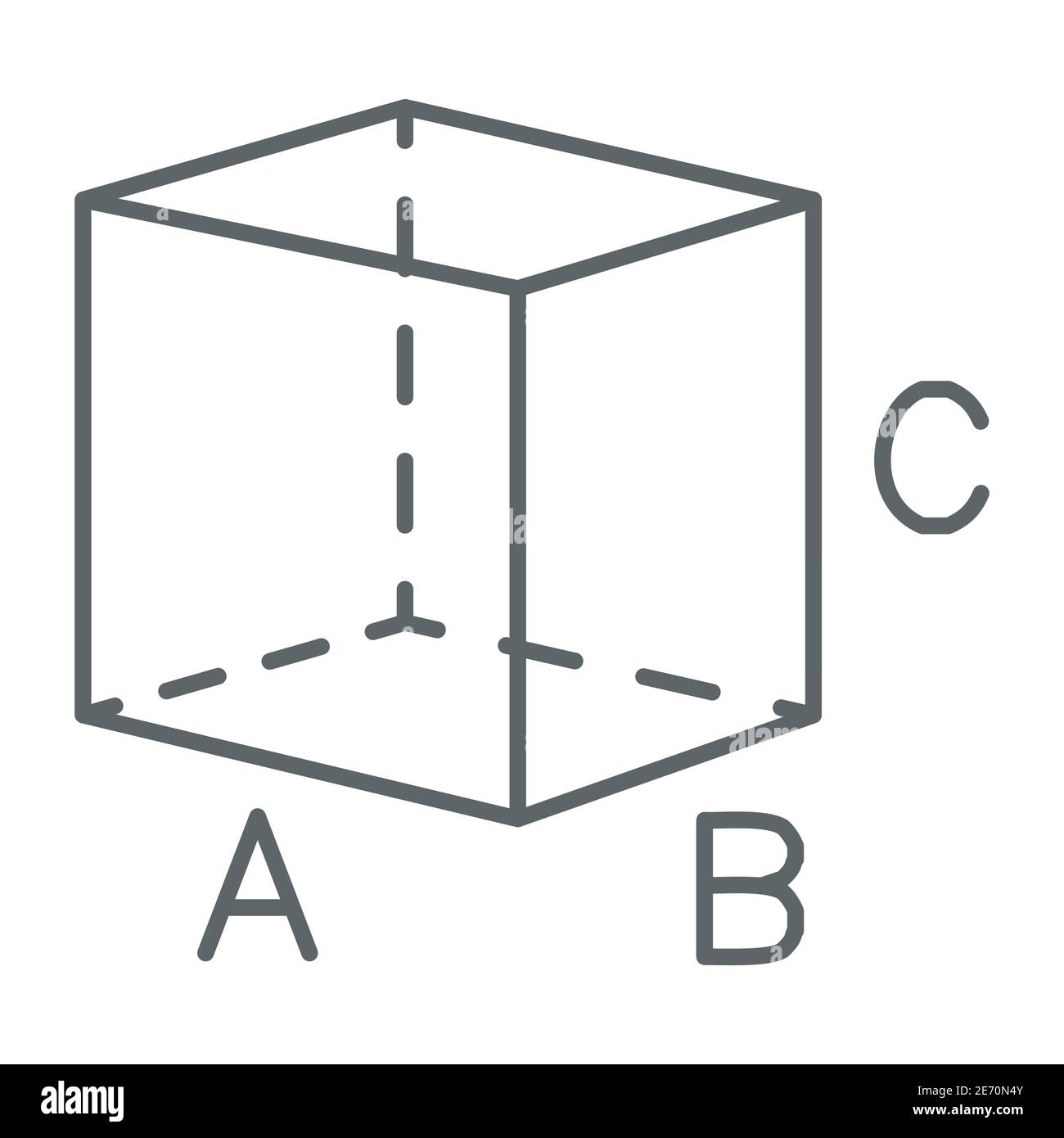 Cube with signed sides thin line icon, geometry concept, Geometric ...