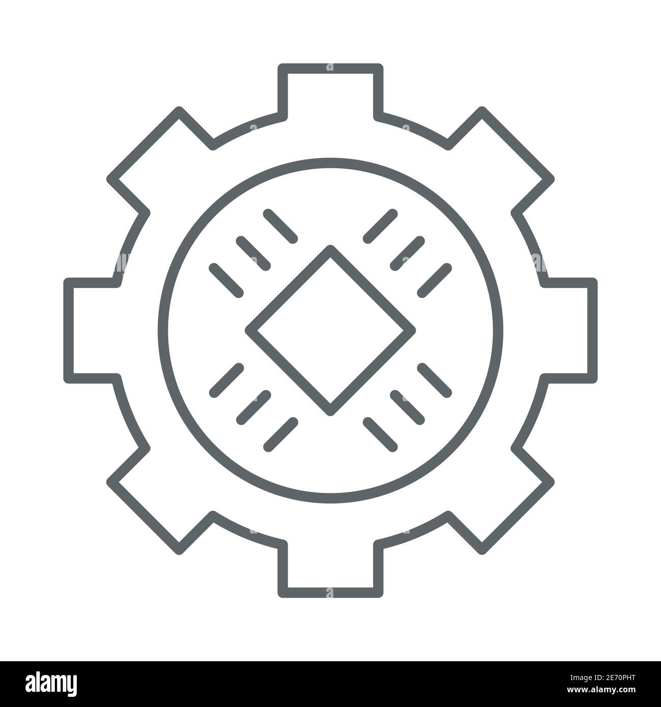 Central processor in gear thin line icon, Information technology ... Central processor in gear thin line icon, Information technology ...