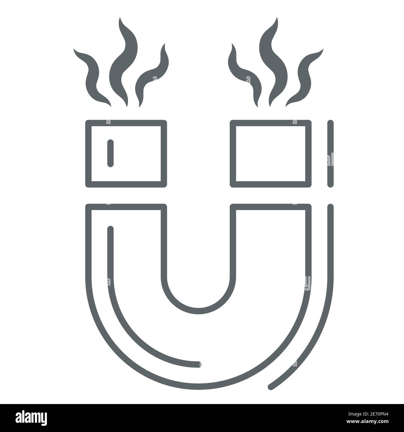 Magnet and magnetic waves thin line icon, science concept, magnetism ...