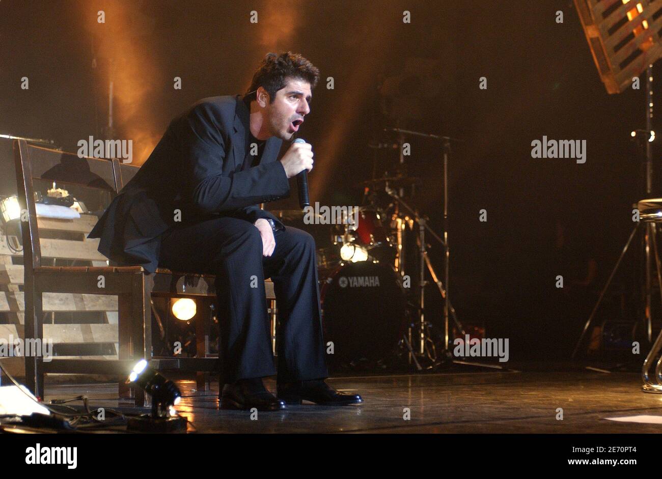 French singer Patrick Fiori performs live on stage as part of his 'Si ...