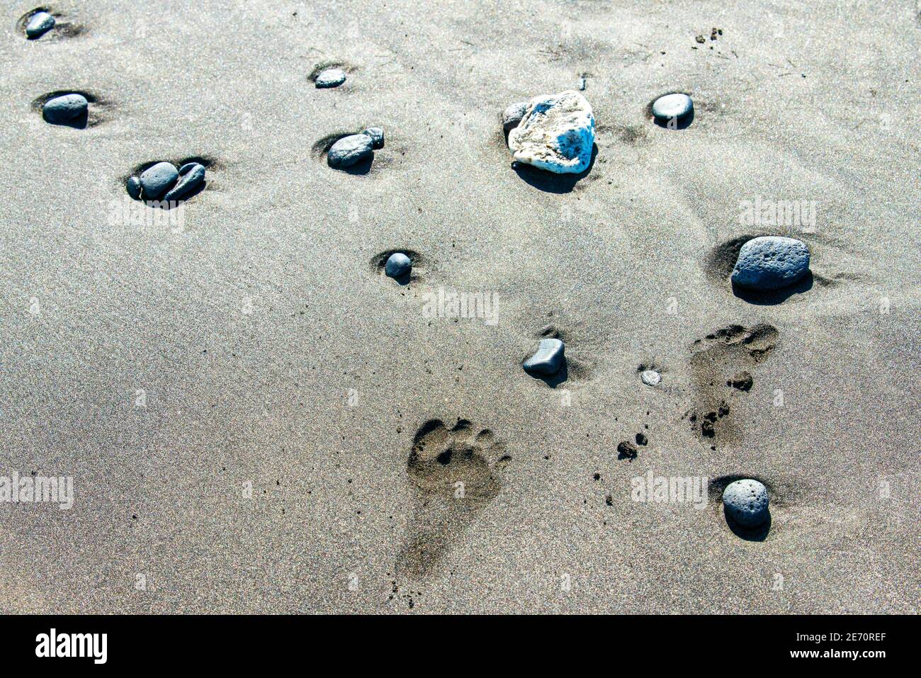 February 2020 - Footprints in the Beach with black sand on Pointe Venus ...