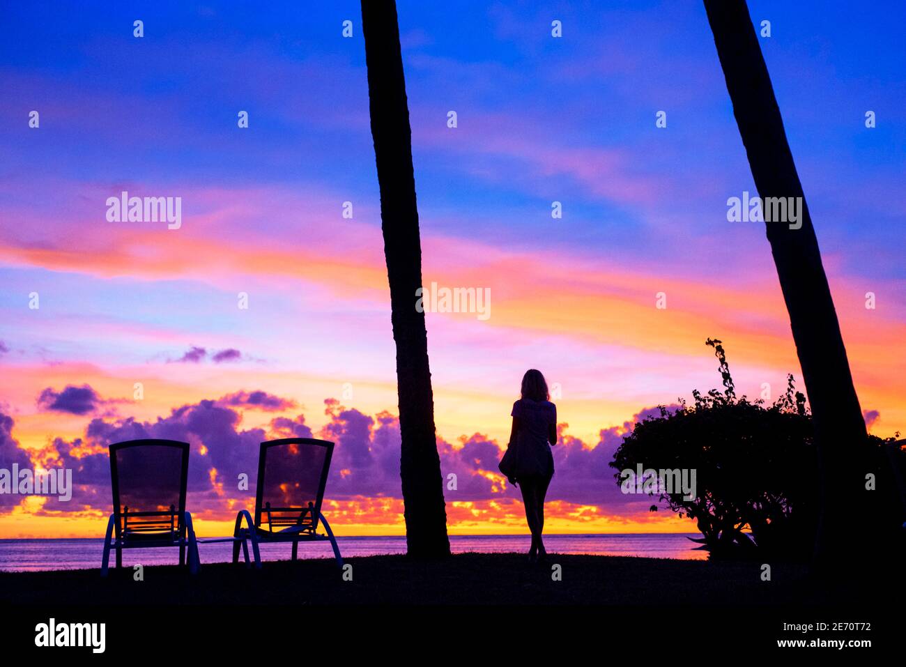 February 2020 - Sunset in Le Meridien Hotel on the island of Tahiti ...