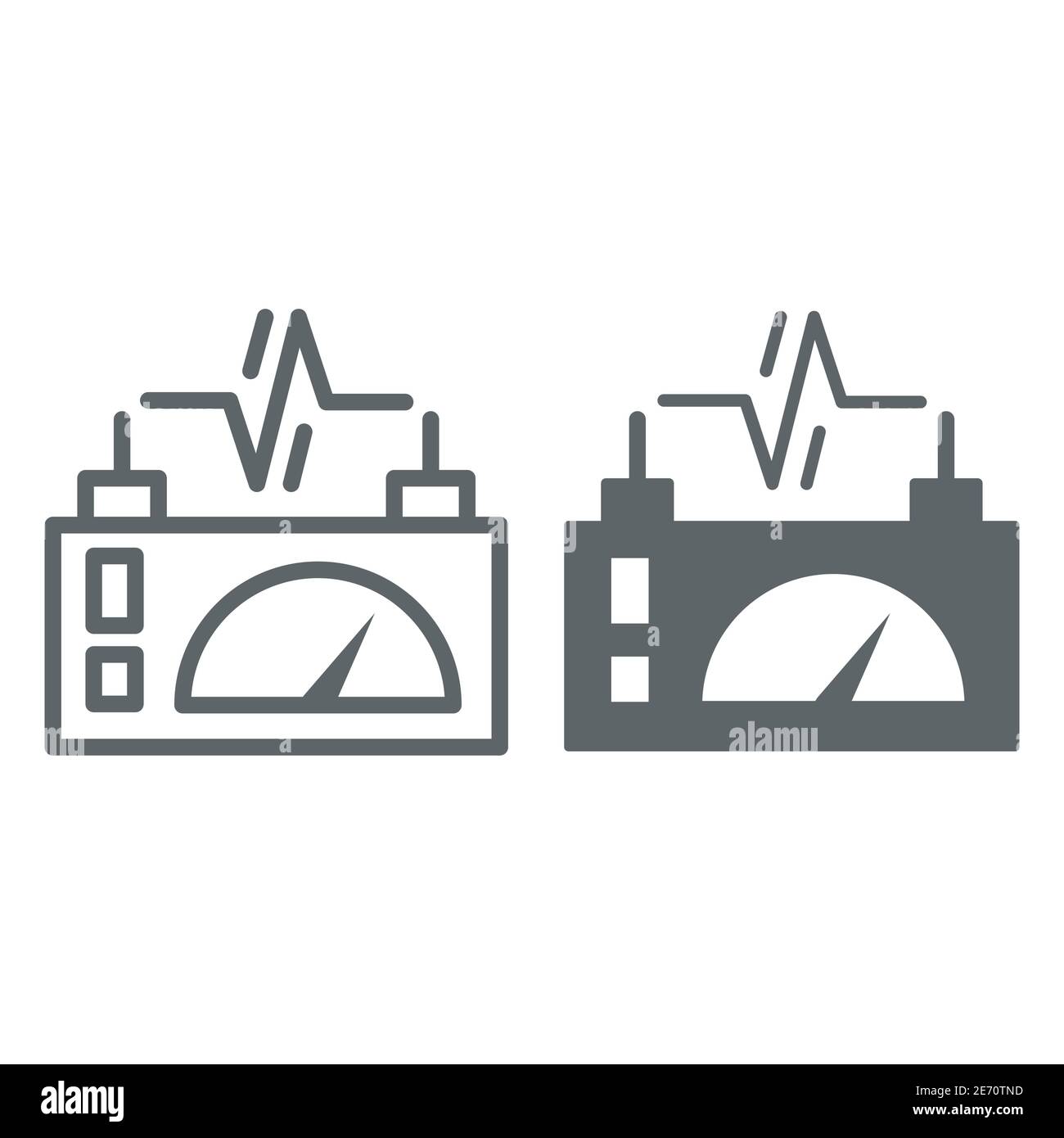 Device for measuring charge line and solid icon, technology concept ...