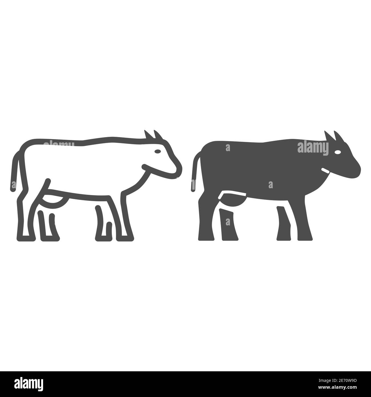 Cow line and solid icon, livestock concept, cow cattle sign on white ...