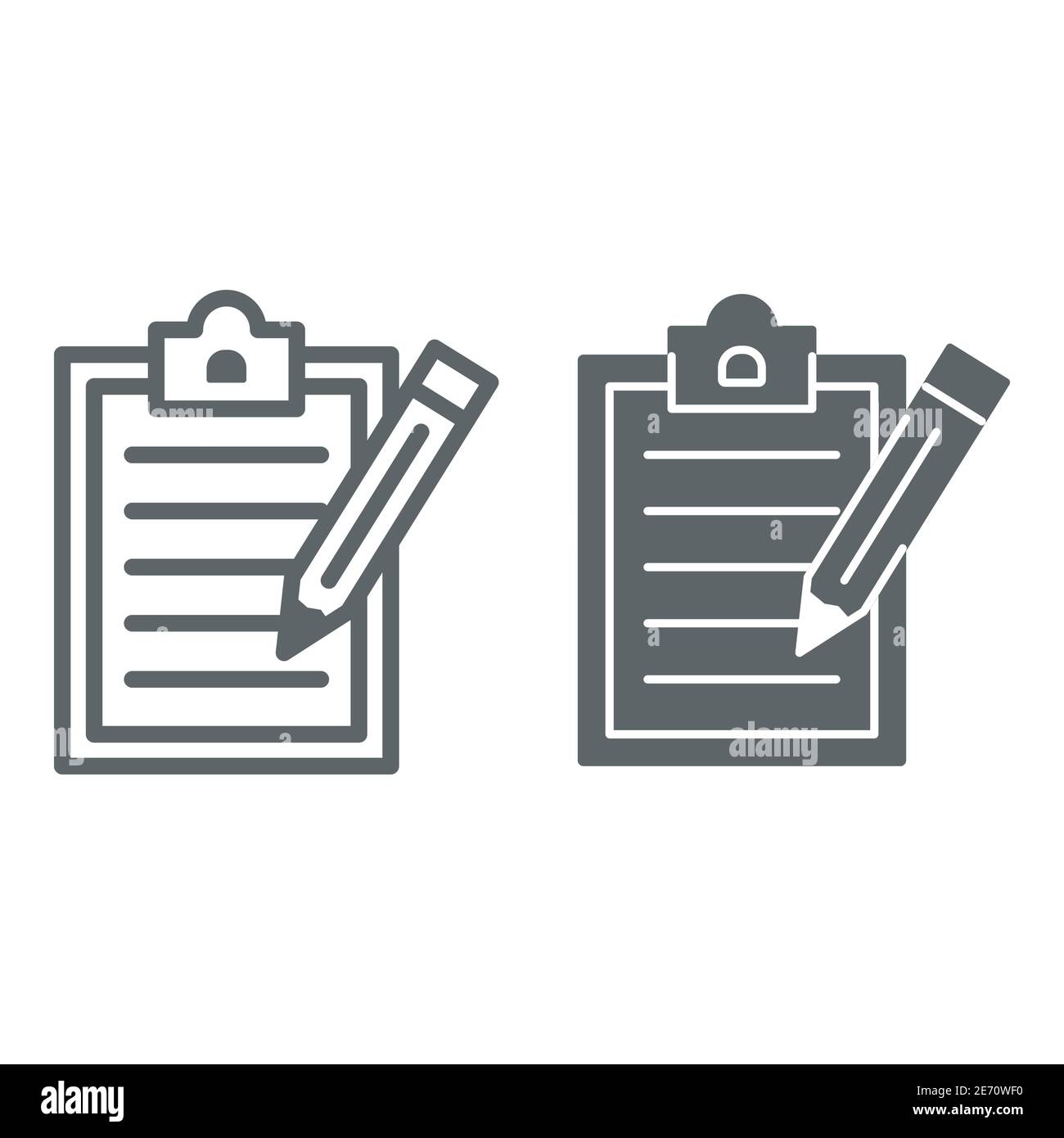 Notepad with pencil line and solid icon, science concept, Checklist ...