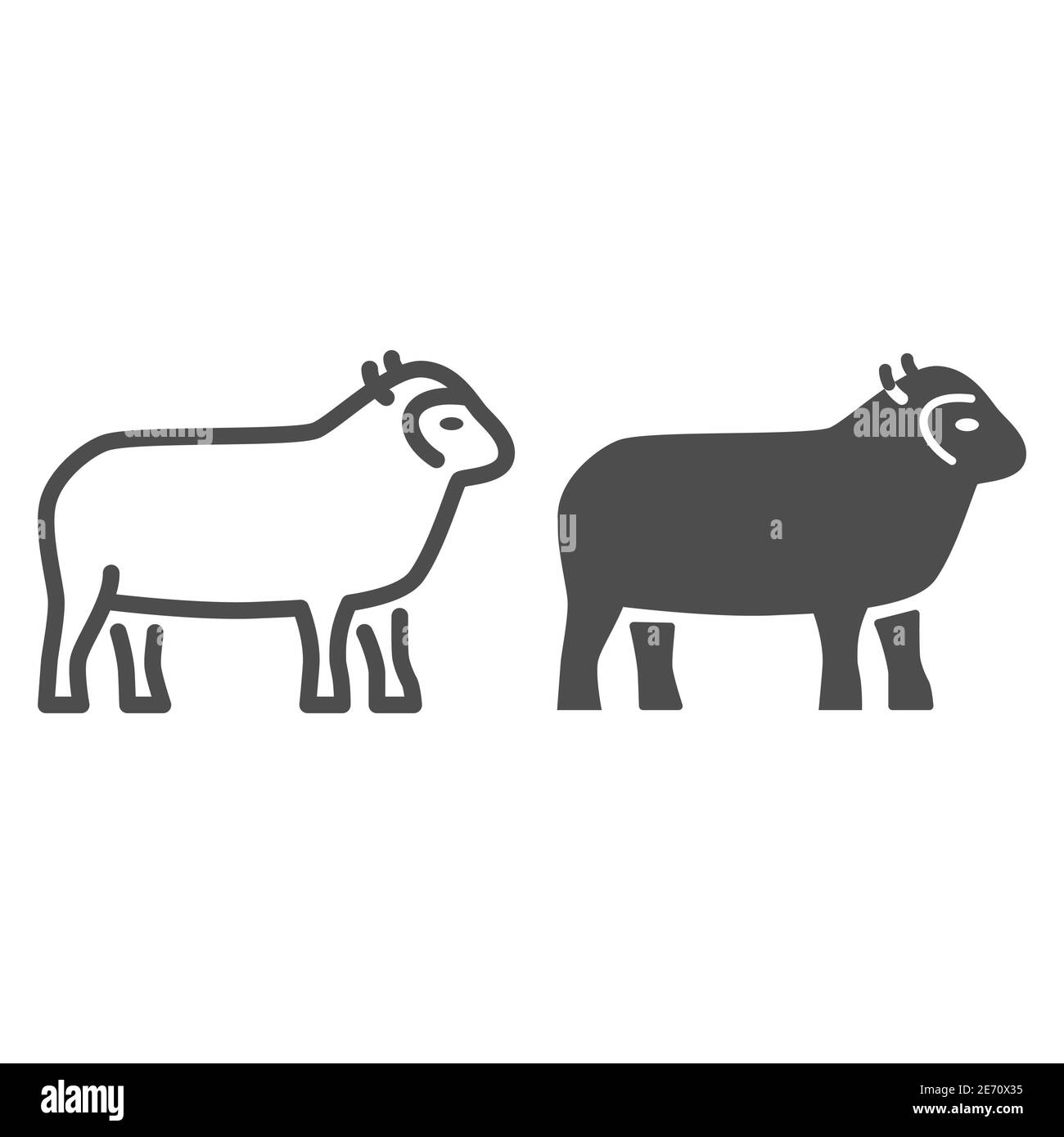 Sheep line and solid icon, Farm animals concept, lamb sign on white ...