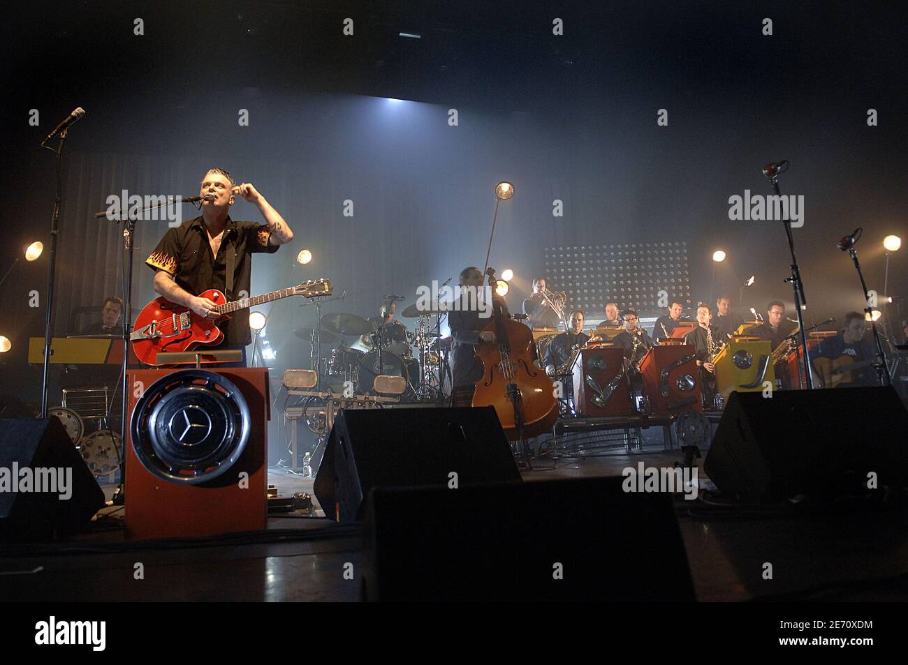 French singer SanSeverino performs live on stage at the Olympia concert ...