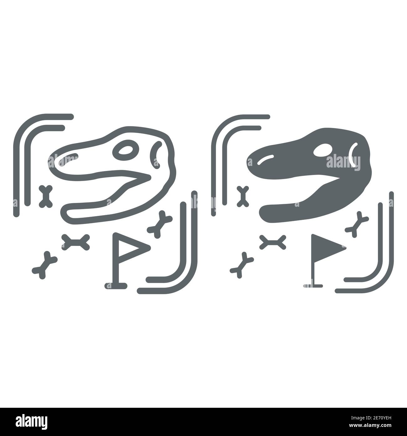 Archaeological excavations line and solid icon, Paleontology concept ...