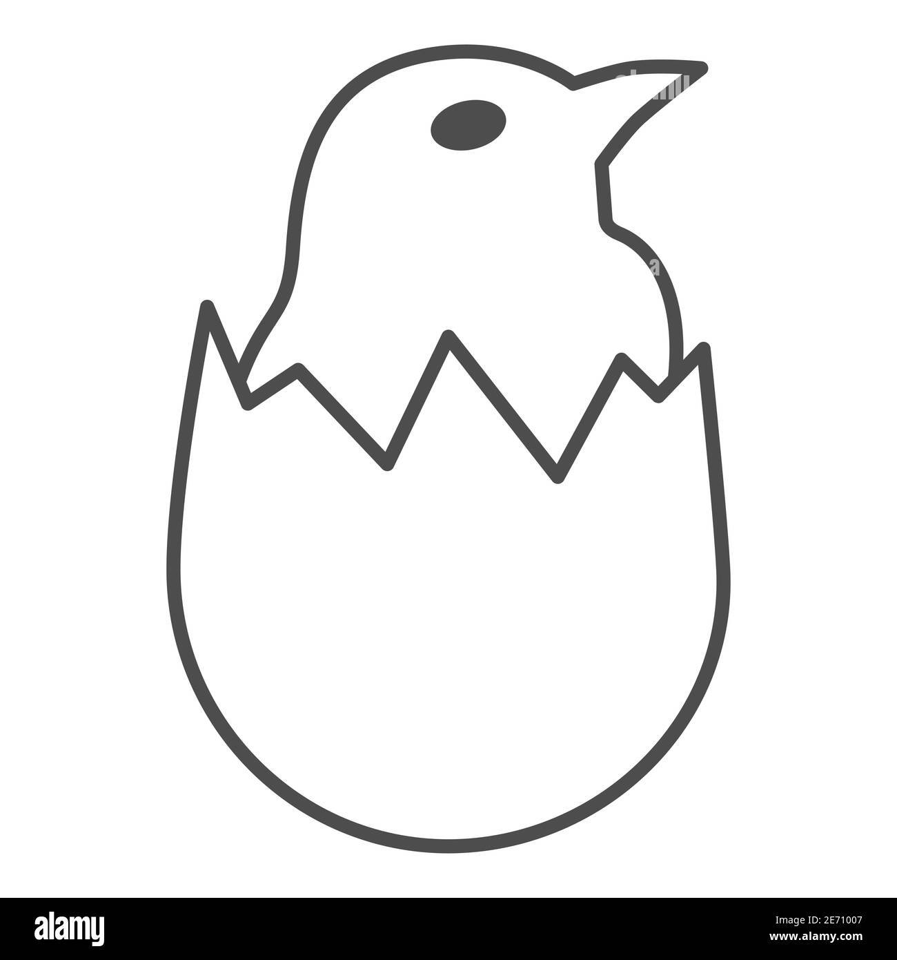 Chicken in shell thin line icon, Farm birds concept, little chick in ...