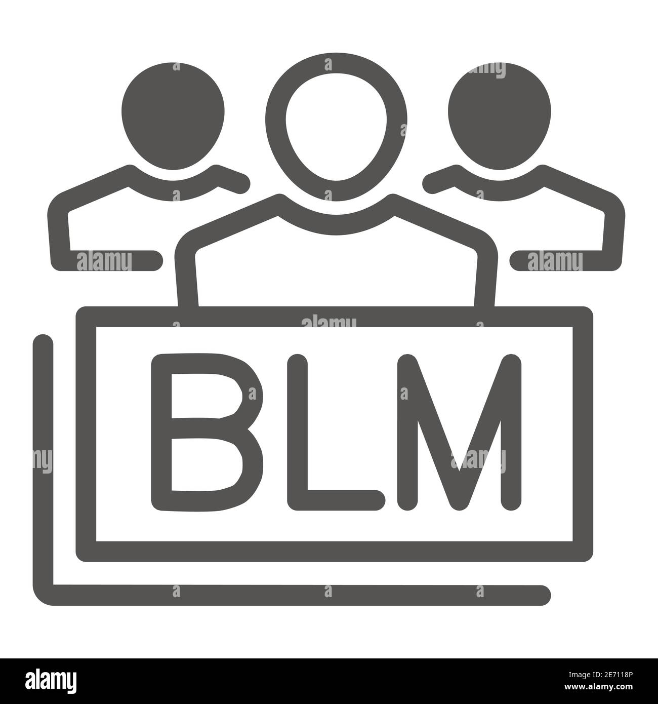 Group of people with BLM text line icon, Black lives matter concept ...