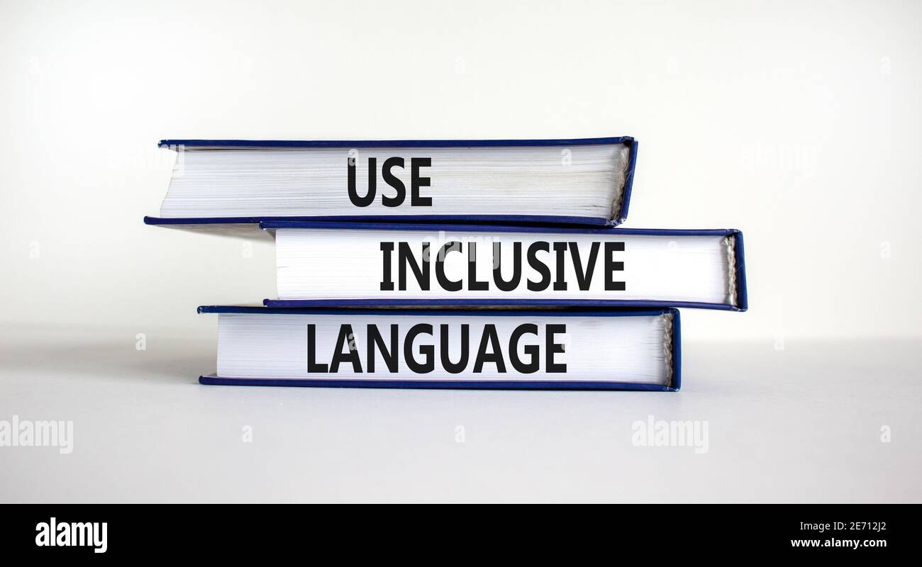 Use inclusive language symbol. Books with words 'Use inclusive language ...
