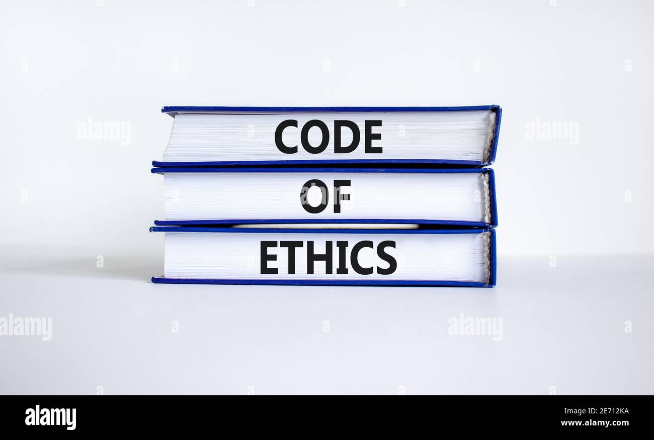 Code of ethics symbol. Books with words 'code of ethics' on beautiful ...