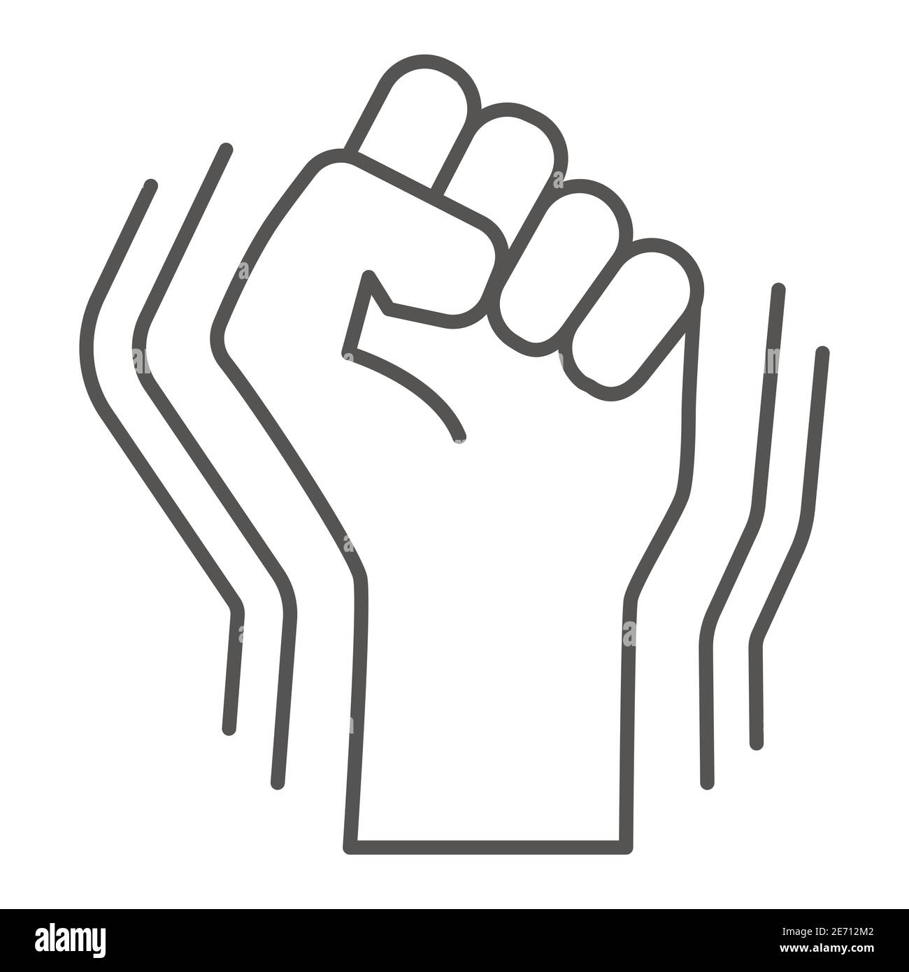 Raised fist gesture thin line icon, Black lives matter concept, Human ...