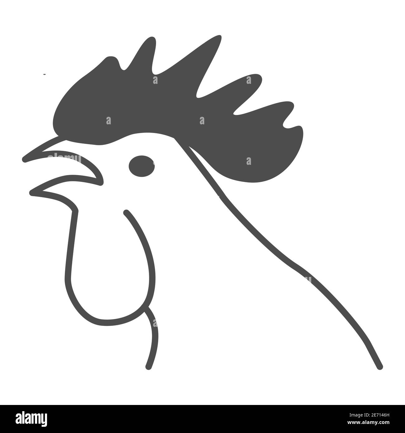 Rooster head thin line icon, domestic fowl concept, chicken head sign ...