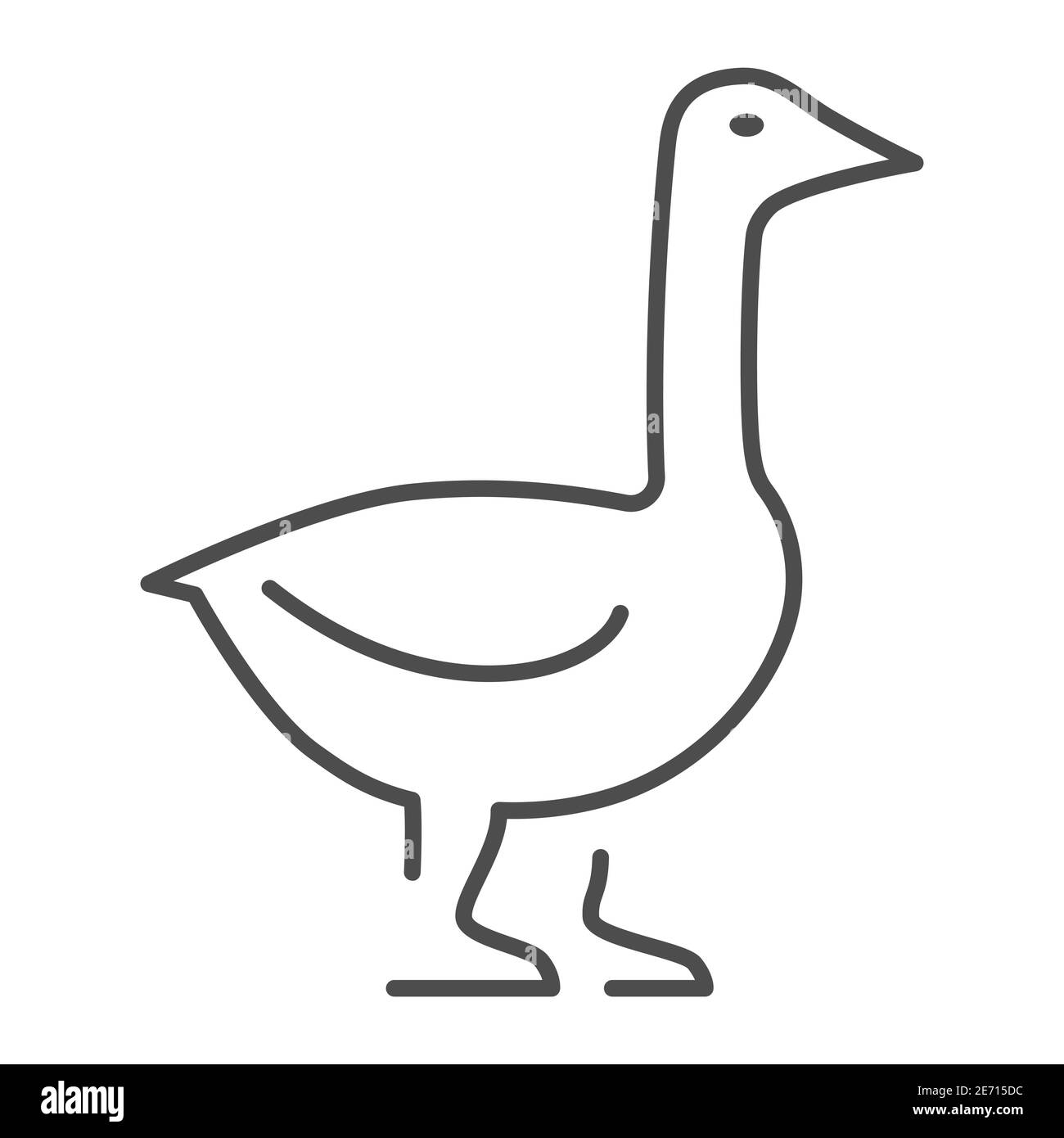 Goose thin line icon, Farm animals concept, domestic fowl sign on white ...