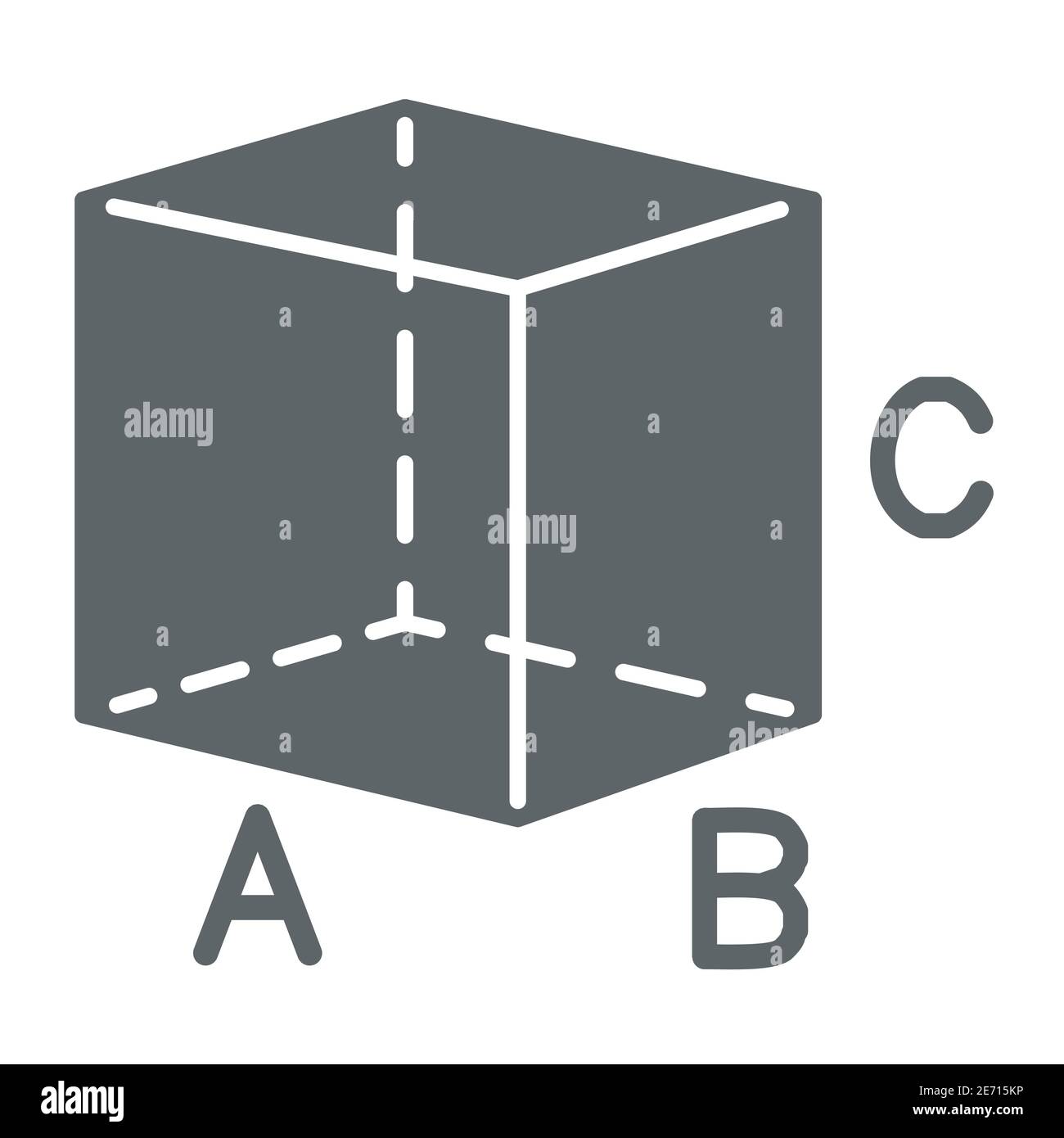 Cube with signed sides solid icon, geometry concept, Geometric ...