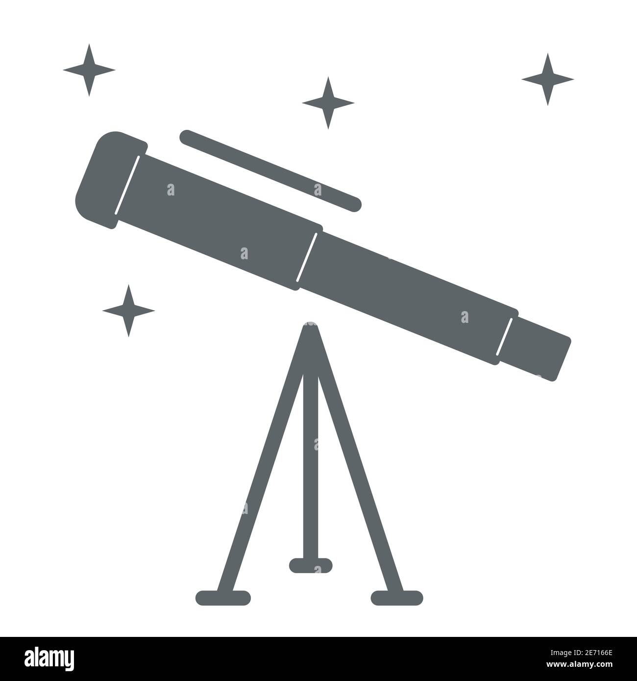 Telescope solid icon, science concept, Space research optical ...