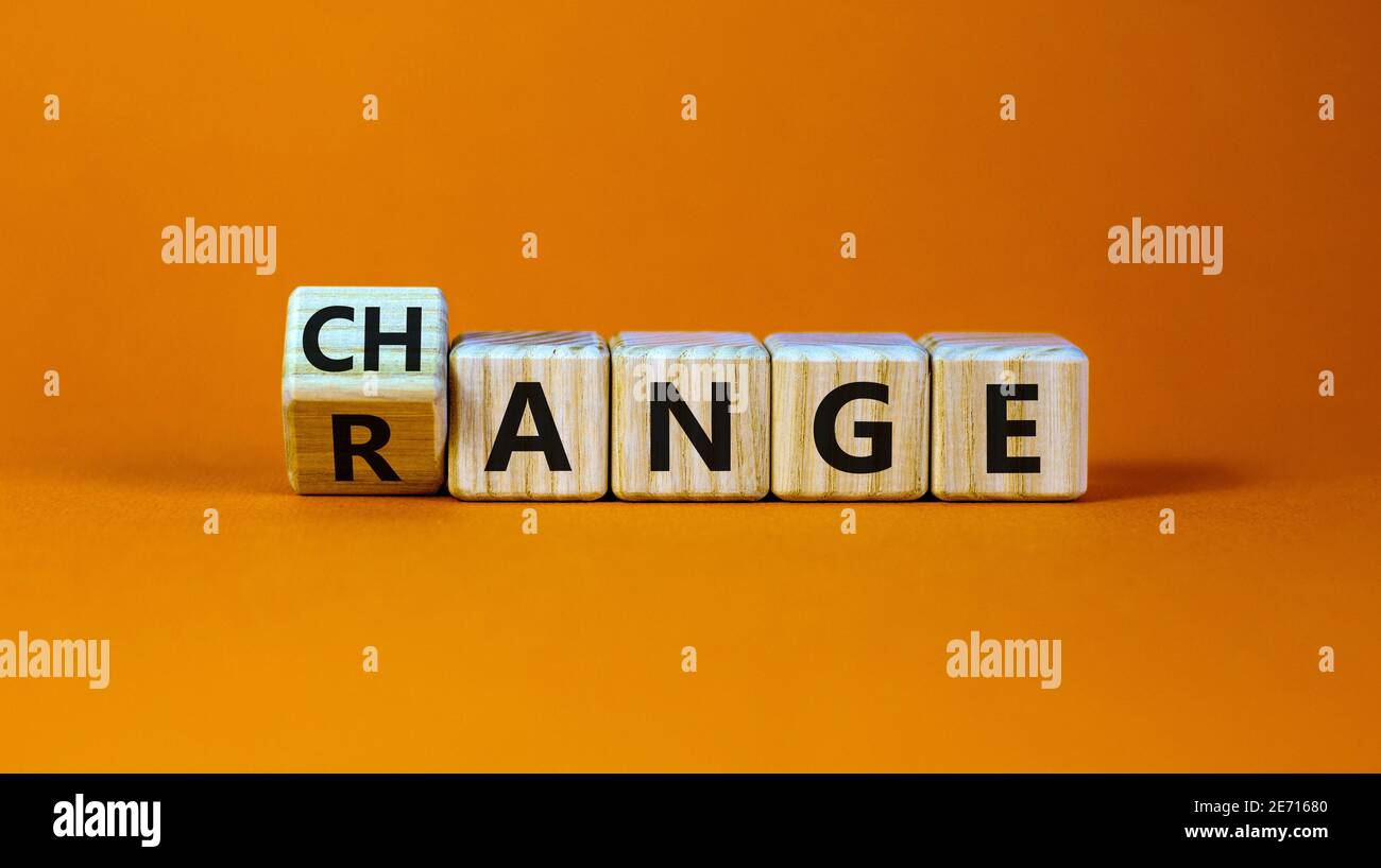 Change range symbol. Turned a cube and changed the word 'change' to ...