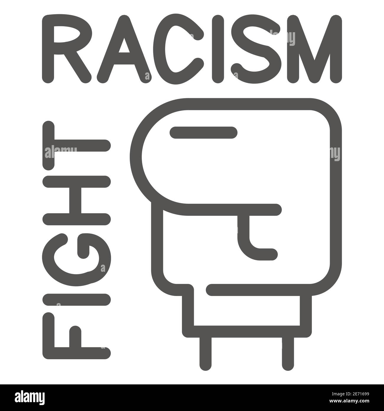 Fight against racism symbol line icon, Black lives matter concept, Hand ...
