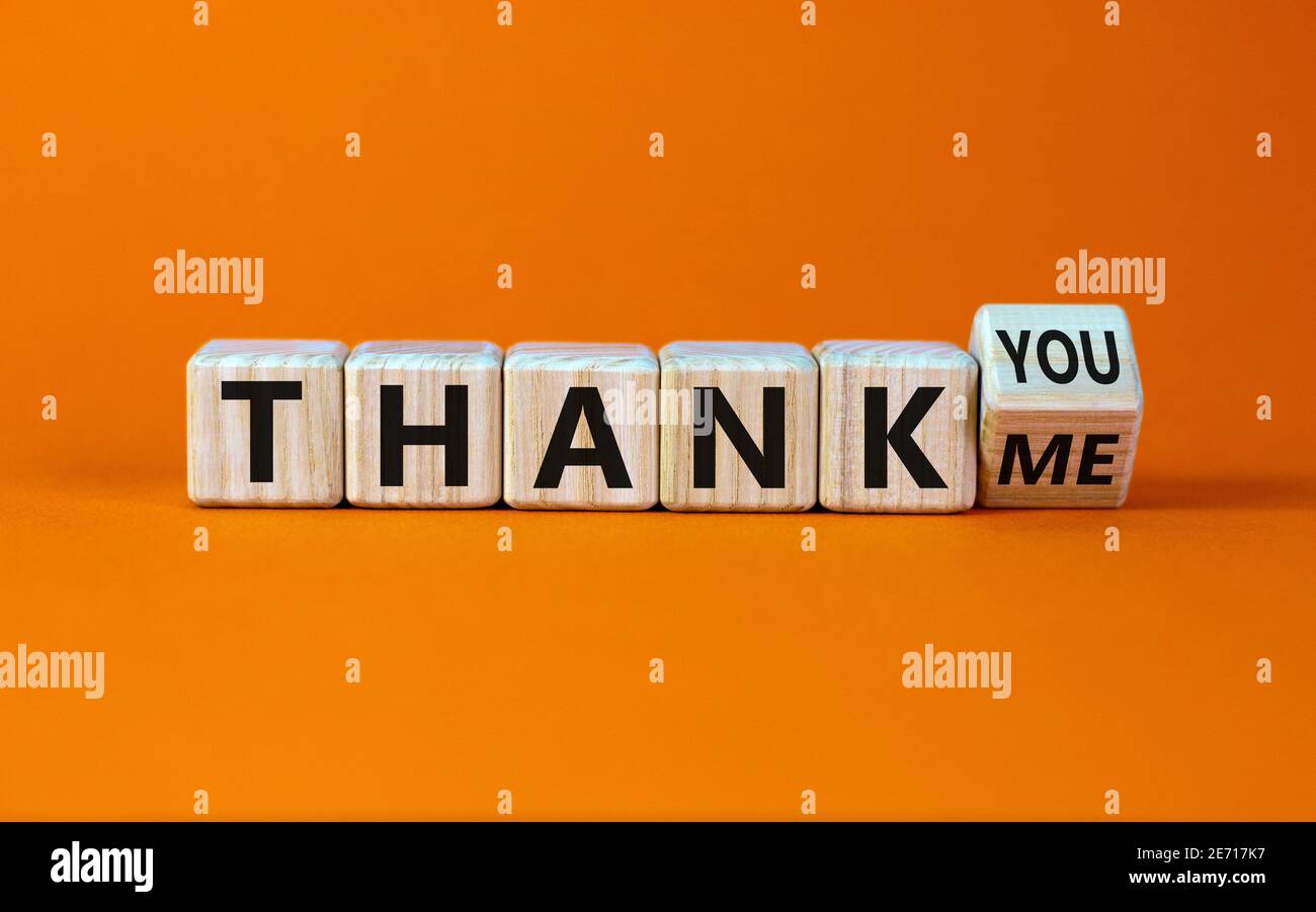 Thank you or me symbol. Turned a cube and changed words 'thank me' to ...