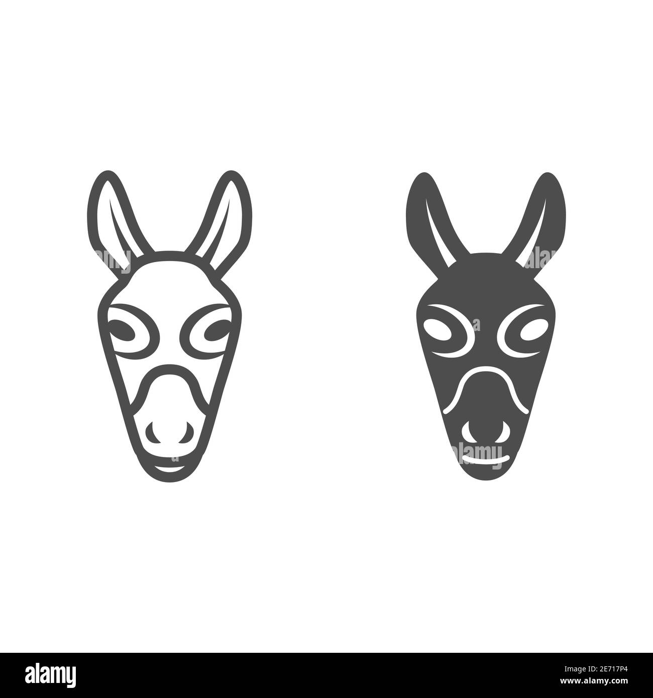 Donkey head line and solid icon, Farm animals concept, mule face sign ...