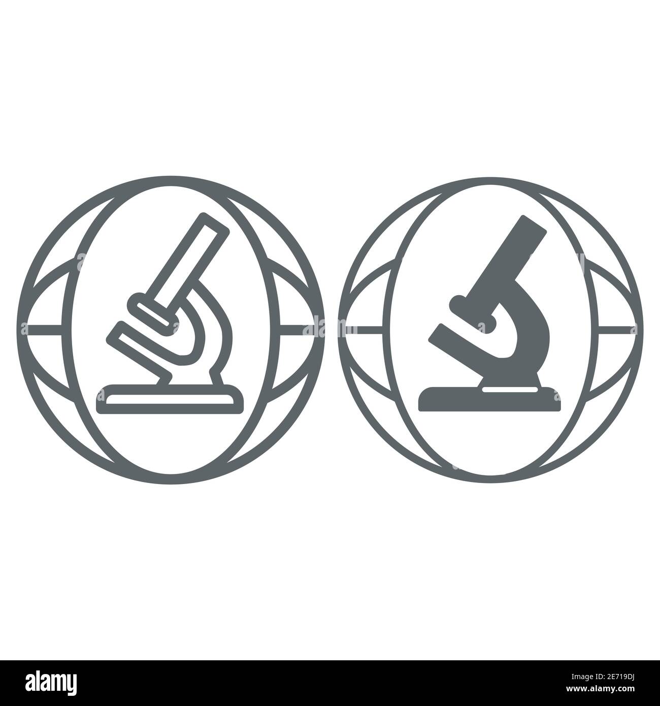 Microscope line and solid icon, science concept, Biochemistry and ...