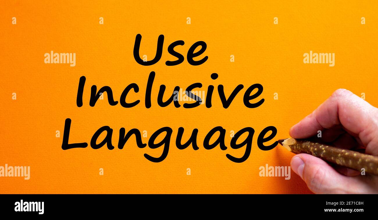 Use inclusive language symbol. Hand writing 'Use inclusive language ...
