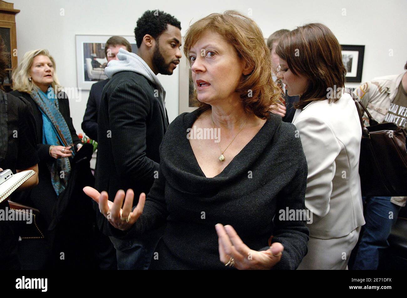 US actress Susan Sarandon answers a question from the media following a ...