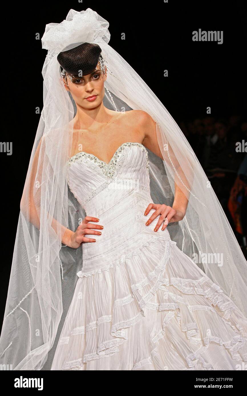 A model diplays a creation by fashion designer Robert Abi Nader for his ...