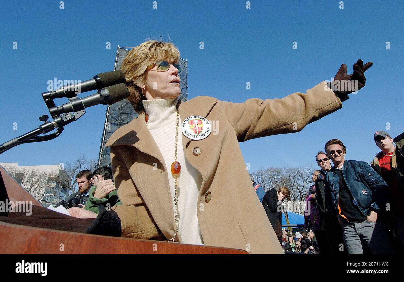 Actress and activist Jane Fonda attends an anti-war rally and march on ...