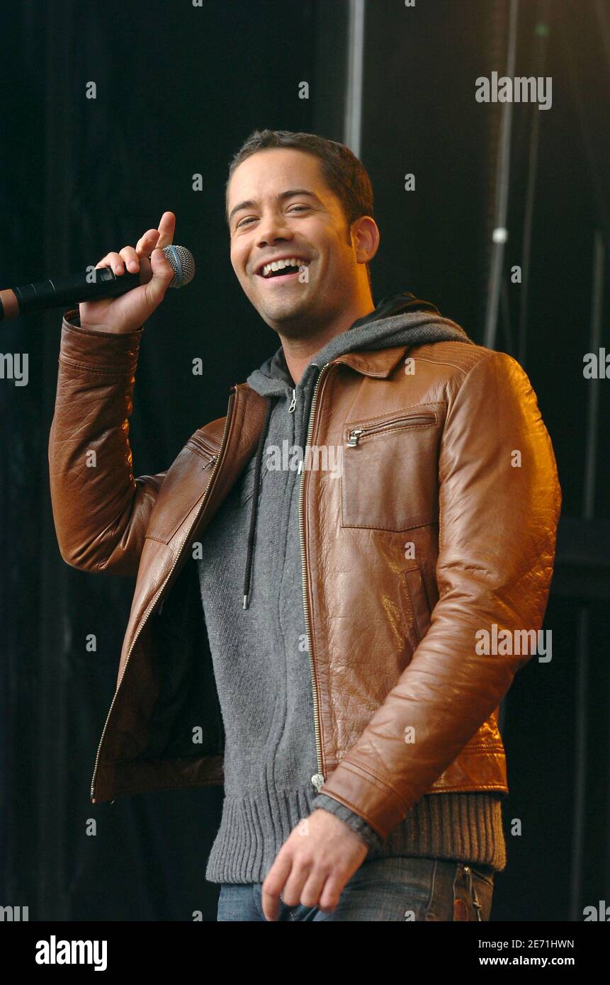 French singer Emmanuel Moire performs live on stage during operation ...