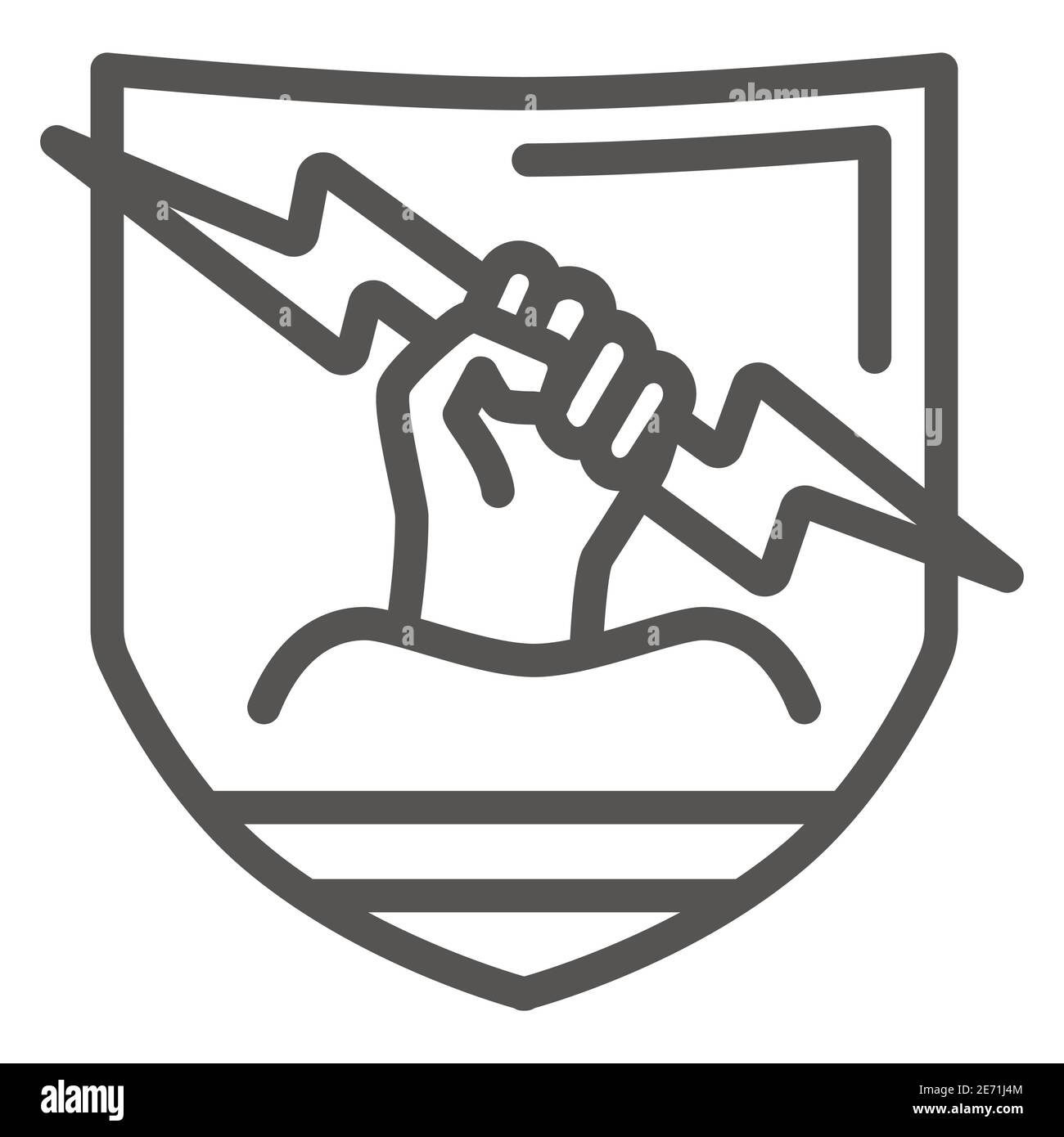 Raised fist and lightning line icon, Black lives matter concept ...