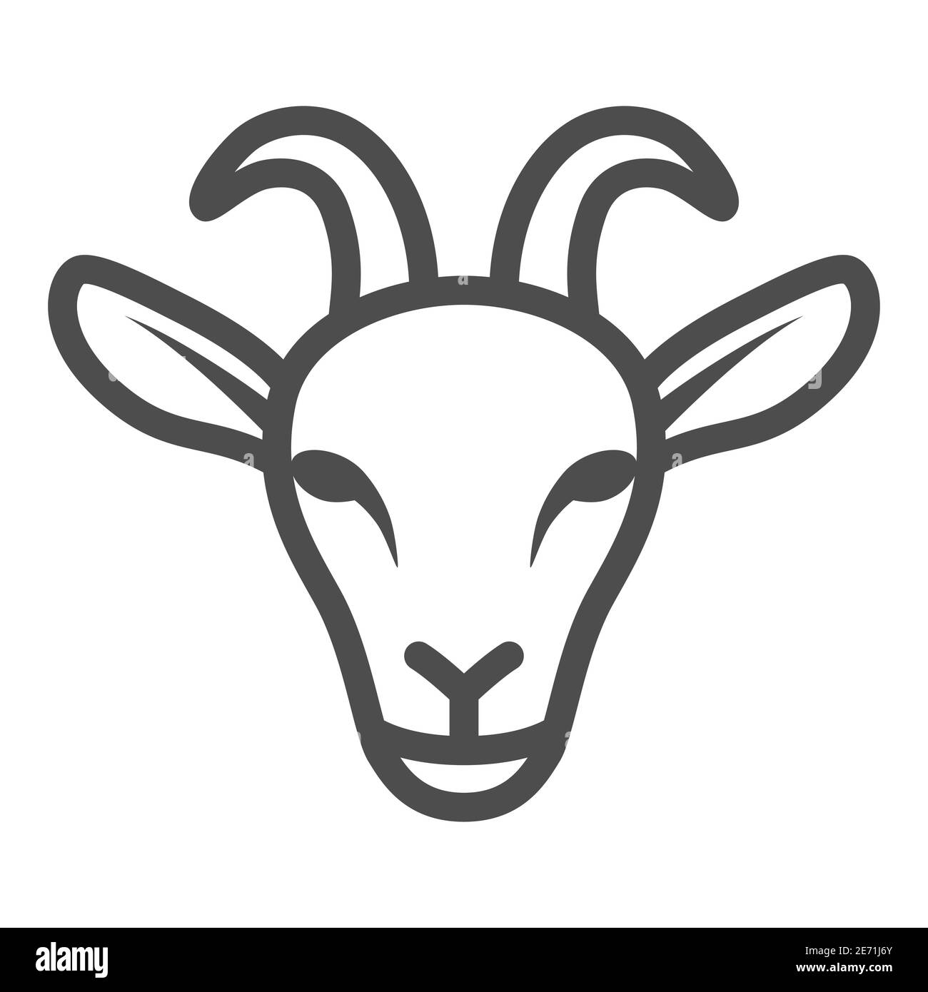 Goat head line icon, livestock concept, nanny-goat head sign on white ...