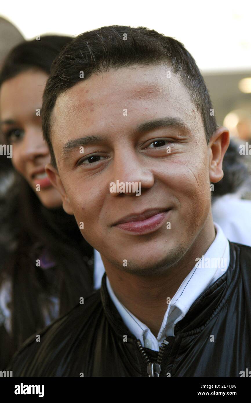 French singer Amine attends operation 'Pieces Jaunes' in Chartres ...