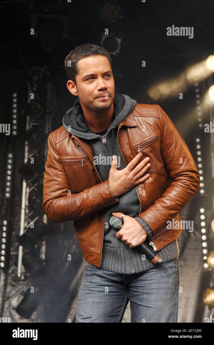 French singer Emmanuel Moire performs live on stage during operation ...