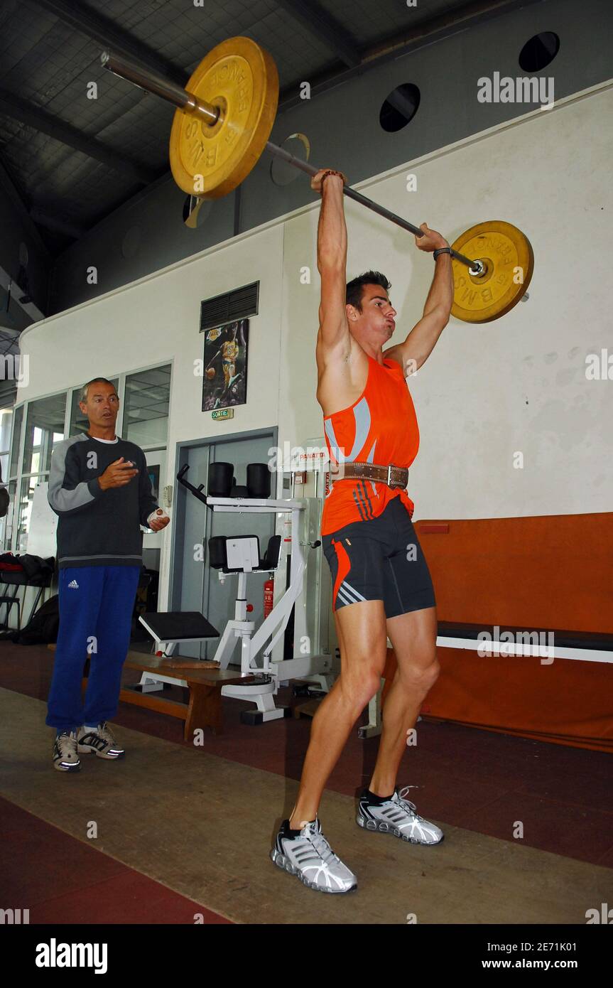 French athlet Romain Barras during a training session in Montpellier ...