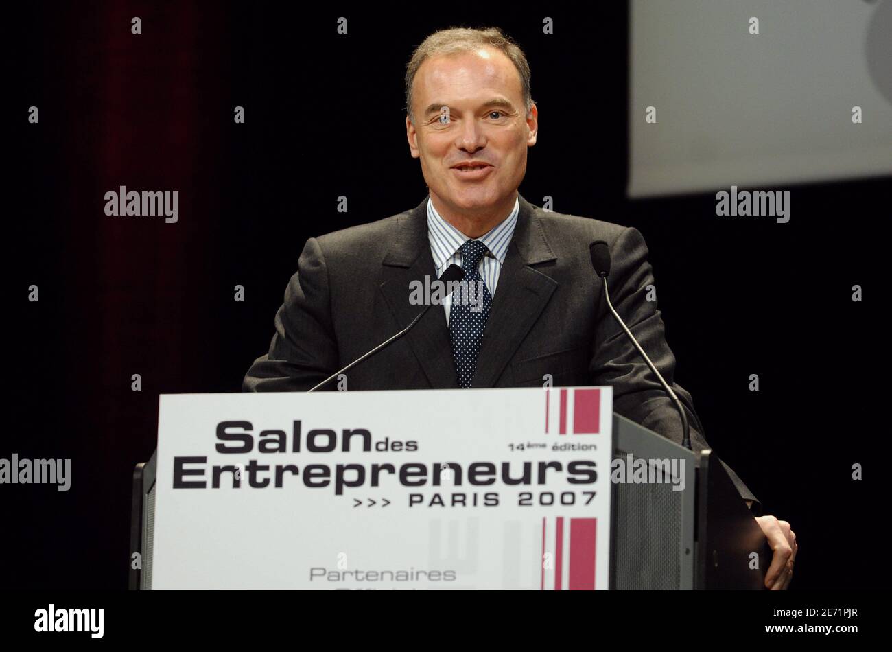 French Small and Medium-Sized enterprises minister Renaud Dutreil gives an opening speech for ...