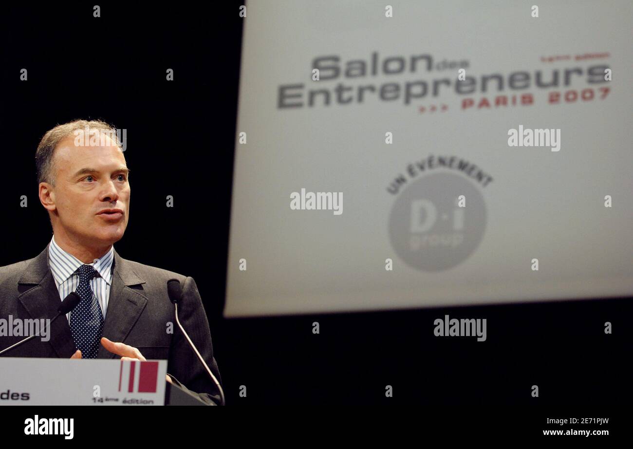 French Small and Medium-Sized enterprises minister Renaud Dutreil gives an opening speech for ...