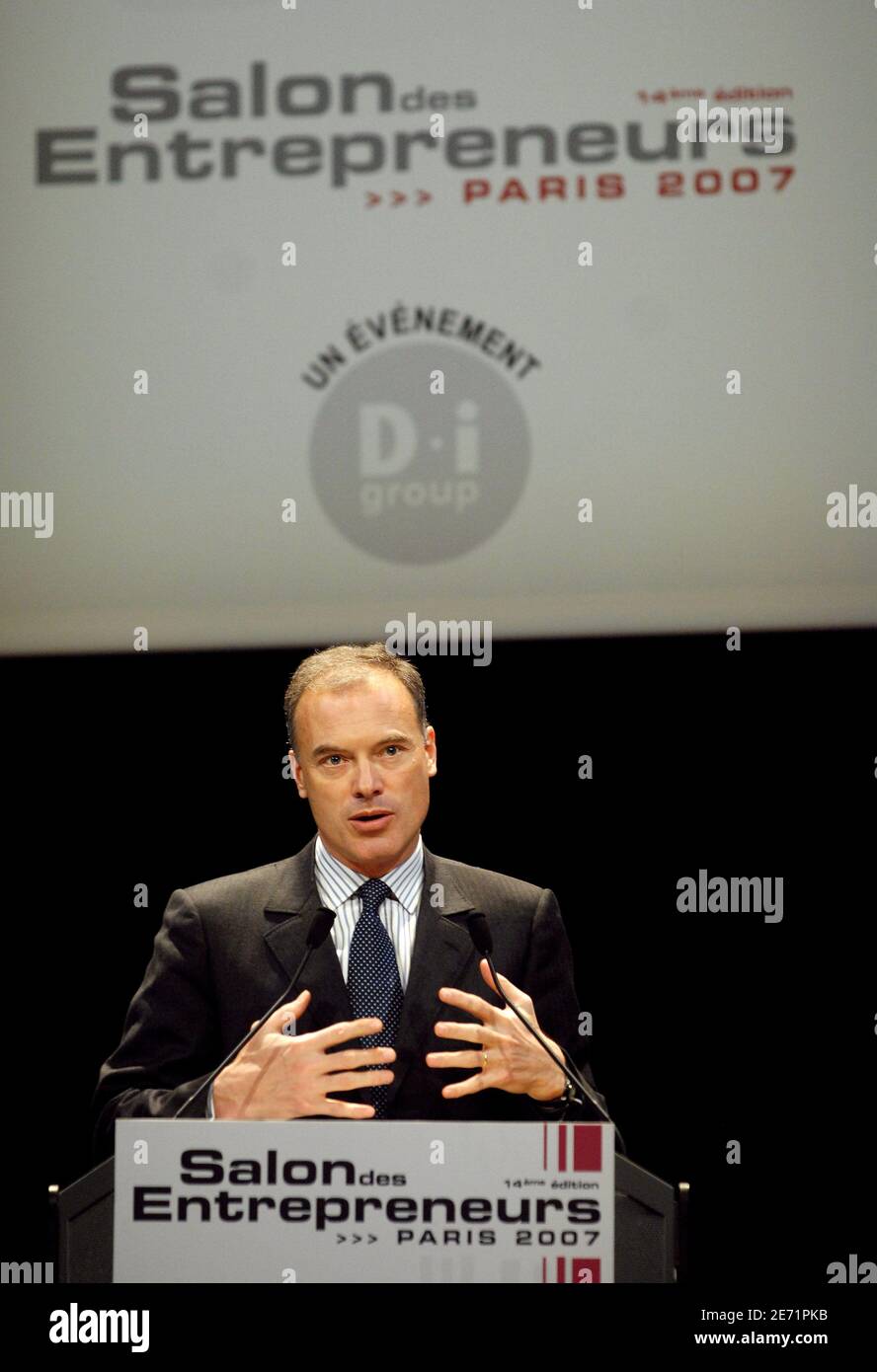 French Small and Medium-Sized enterprises minister Renaud Dutreil gives an opening speech for ...