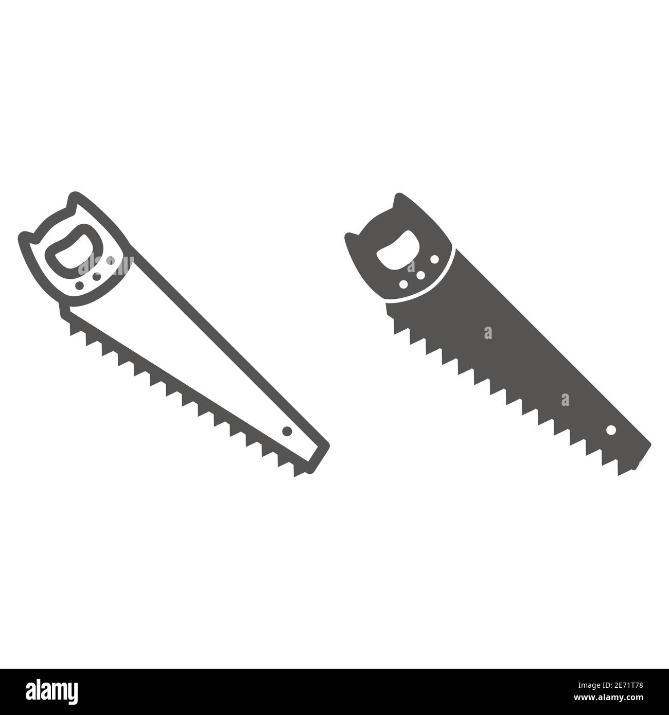 Hand saw line and solid icon, Garden and gardening concept, Hacksaw ...