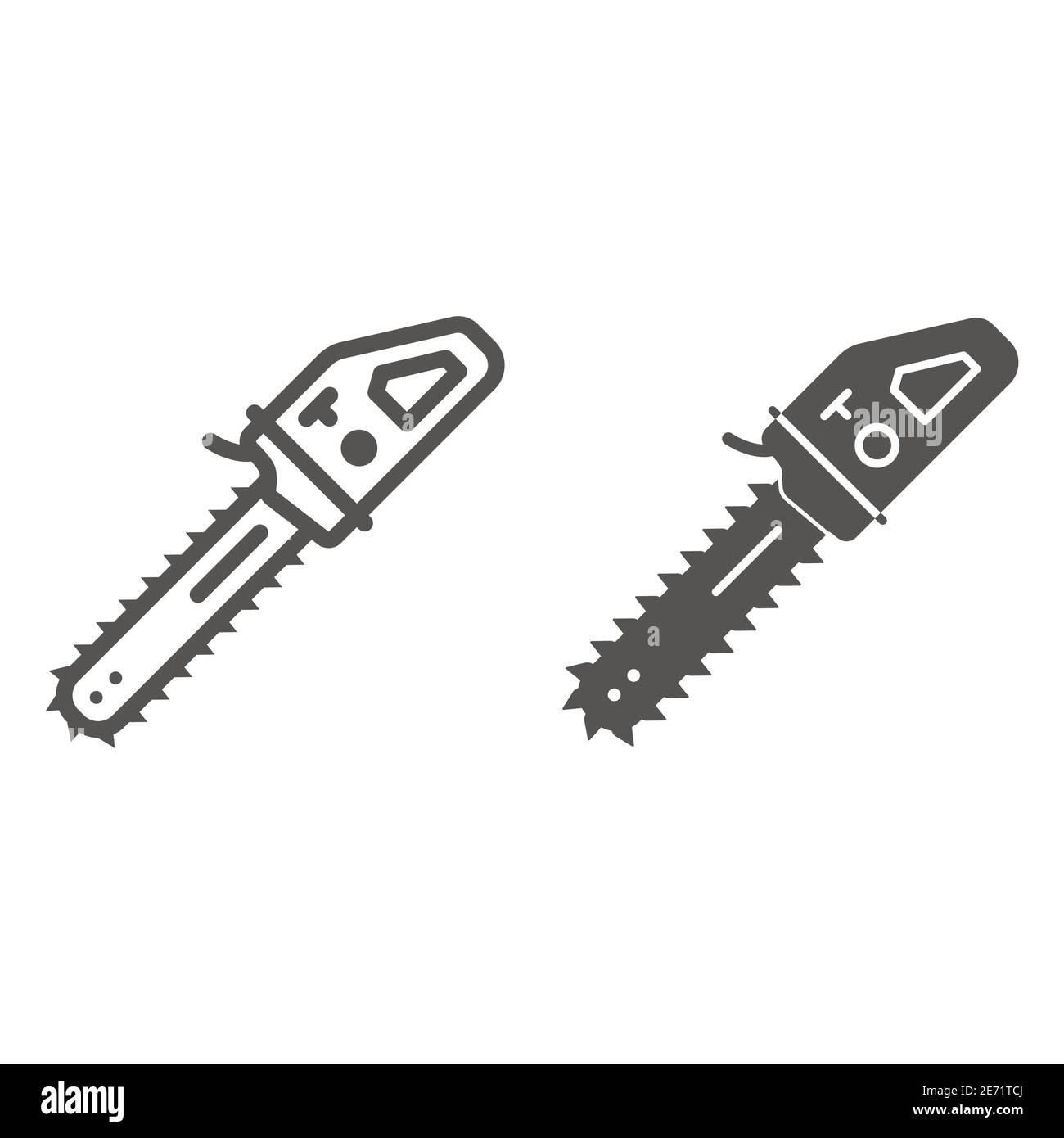 Chainsaw line and solid icon, Garden and gardening concept, Chain saw ...