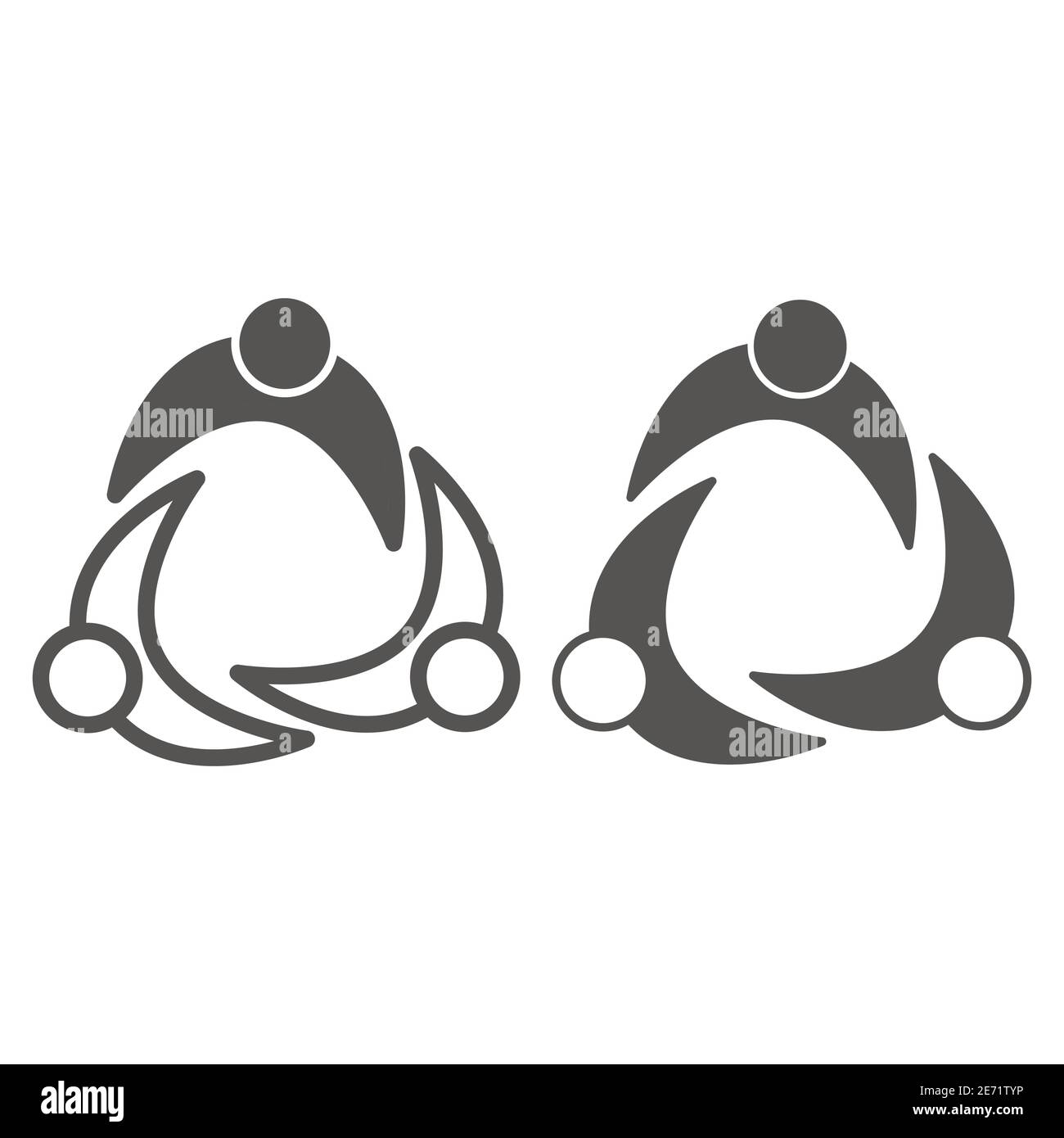 White and black people unity line and solid icon, Black lives matter ...