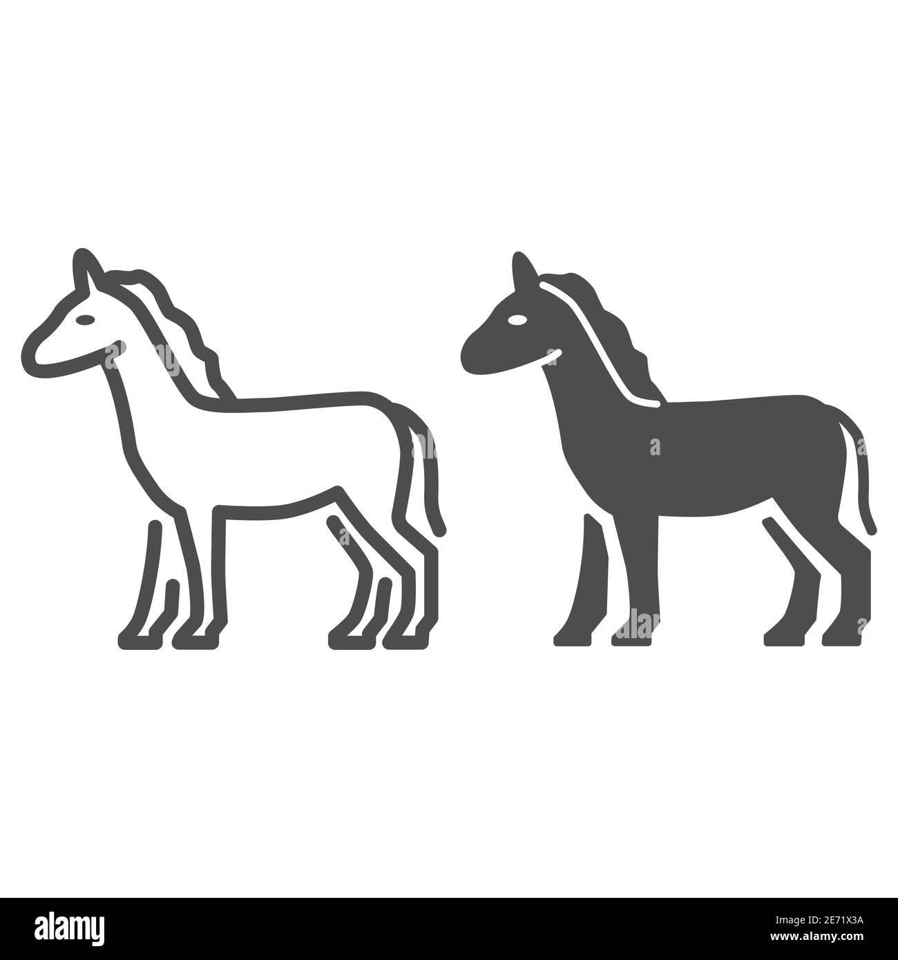 Horse line and solid icon, Farm animals concept, stallion sign on white ...