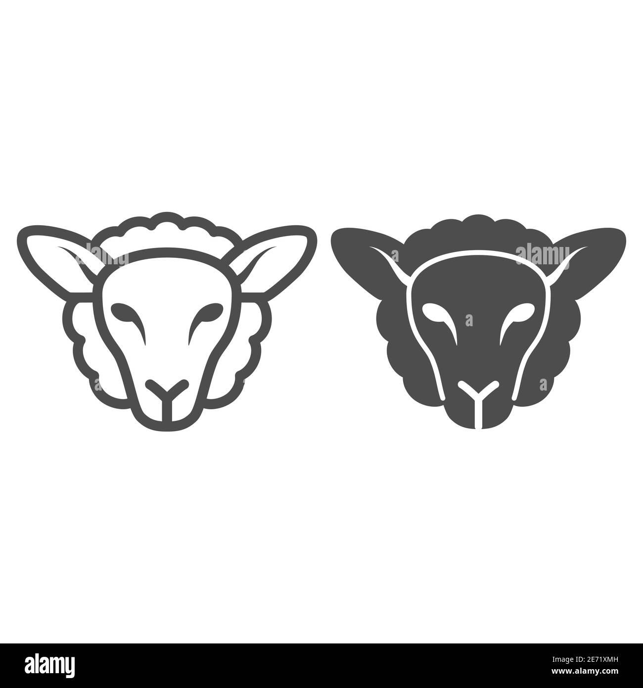 Sheep head line and solid icon, Farm animals concept, lamb sign on ...