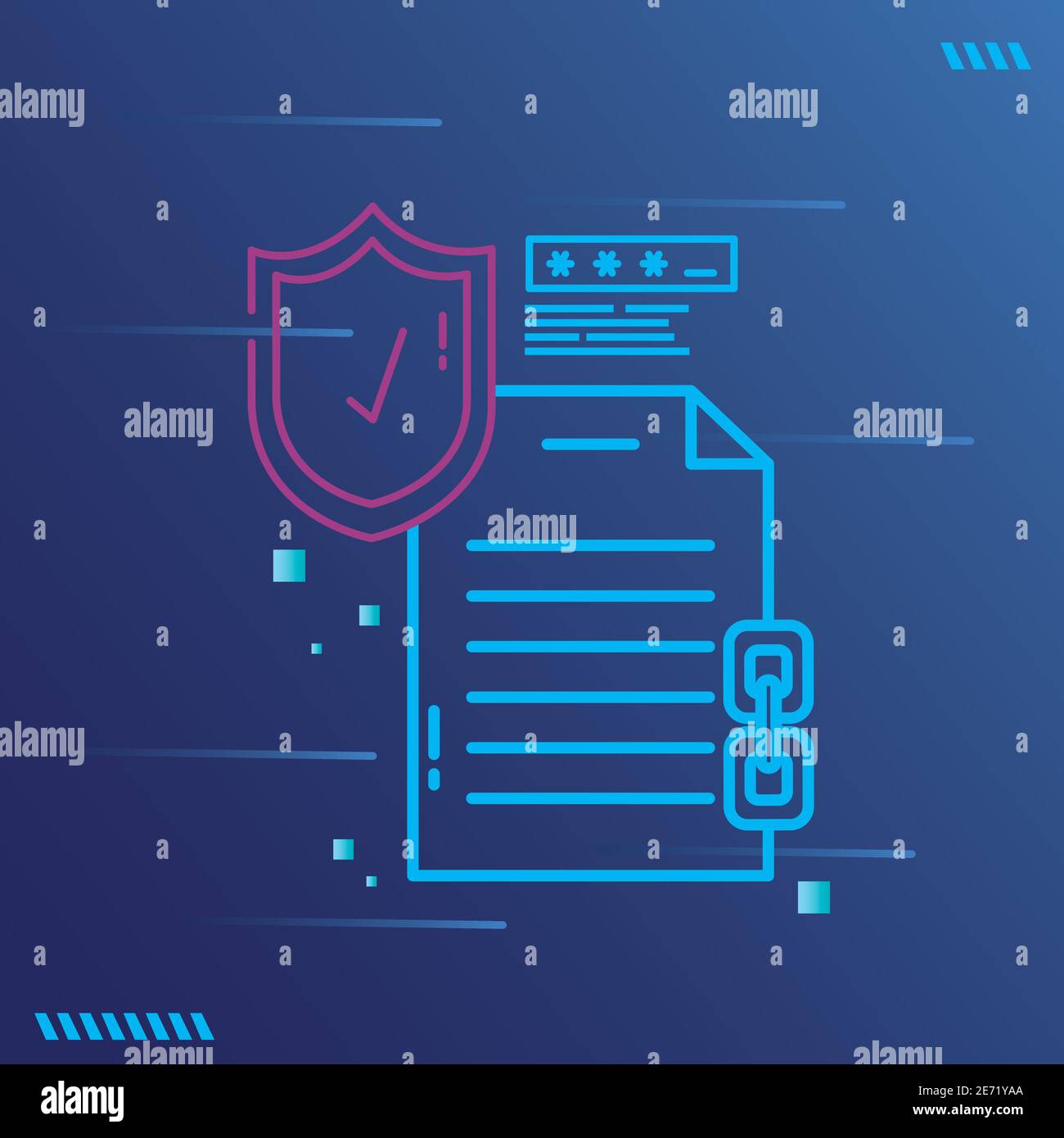 Cyber lock document with shield code and chain design of Security ...